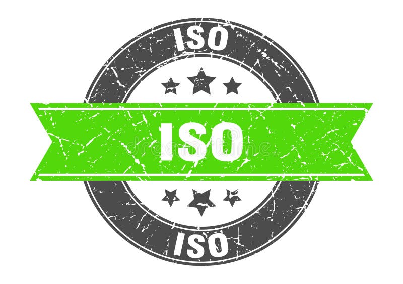 Iso Round Stamp with Ribbon. Label Sign Stock Vector - Illustration of ...