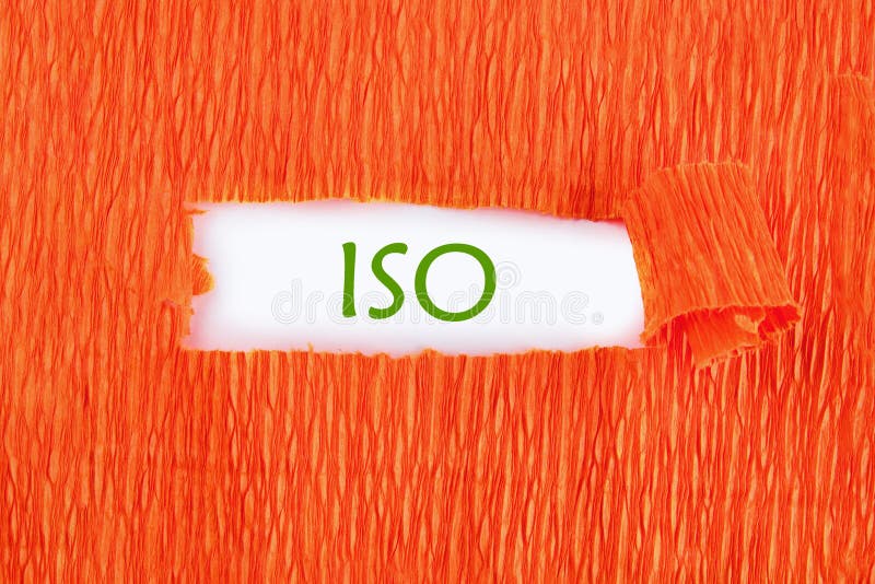 ISO Service Concept. ISO on White Under the Paper Stock Photo - Image ...