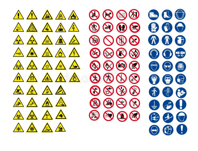 Iso 7010 Sign Warning Set Symbol Safety Stock Vector - Illustration of ...