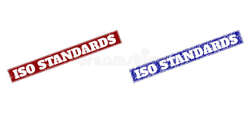 ISO STANDARDS Blue and Red Rectangle Stamps with Grunge Surfaces Stock ...