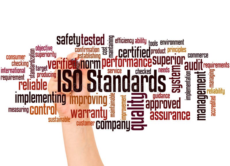 ISO Standards Word Cloud and Hand with Marker Concept Stock ...