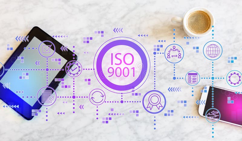 ISO 9001 with Tablet and Phone Stock Photo - Image of phone, quality ...