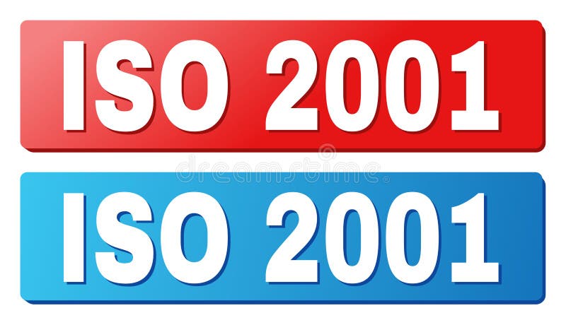 ISO 2001 Text on Blue and Red Rectangle Buttons Stock Vector ...