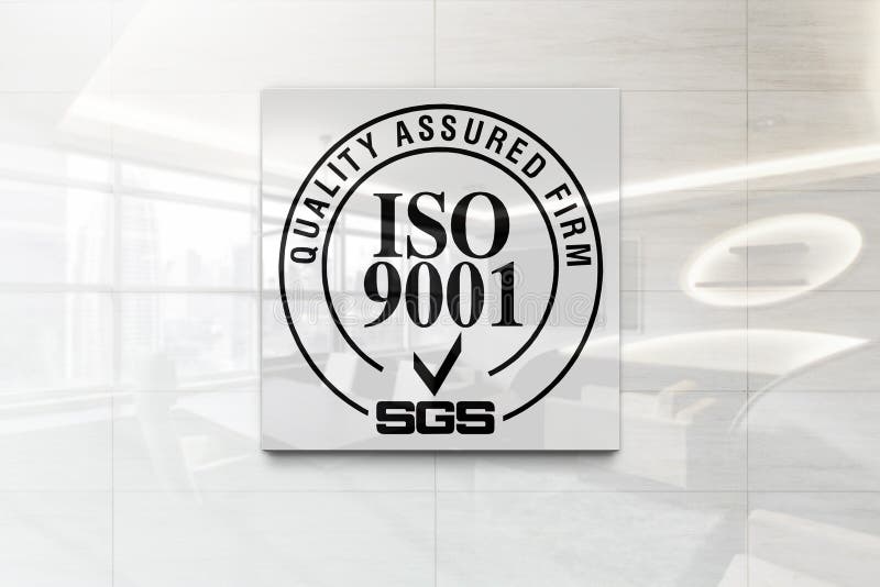 Iso 9001 Sgs on Glossy Office Wall Realistic Texture Editorial ...