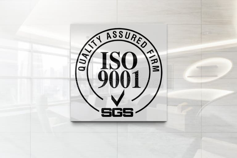 Iso 9001 Sgs on Glossy Office Wall Realistic Texture Editorial ...