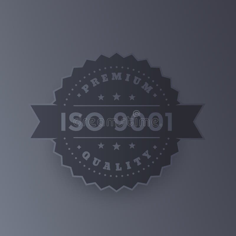 ISO 9001 Vector Badge, Dark Metallic Version Stock Vector ...