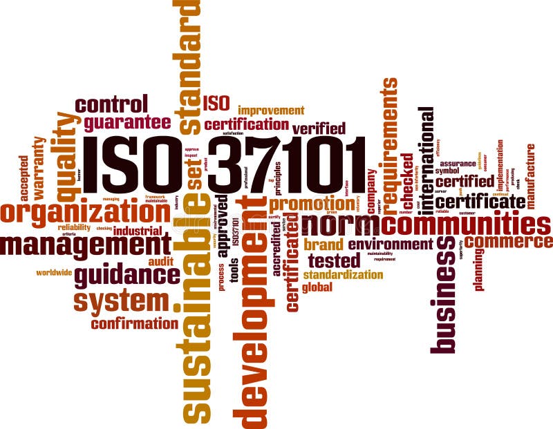 ISO 37101 word cloud stock vector. Illustration of company - 162310373