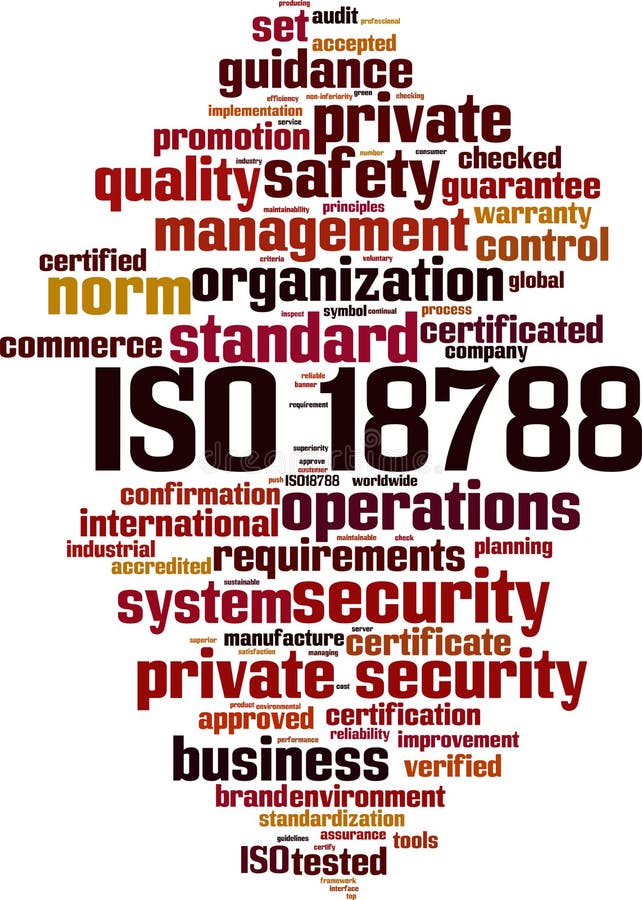 ISO 18788 word cloud stock vector. Illustration of requirements - 269380443