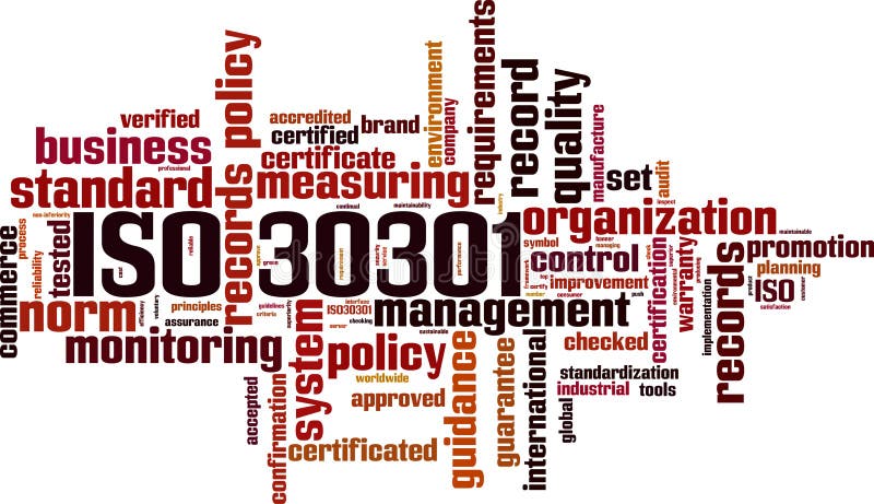 ISO 30301 word cloud stock vector. Illustration of management - 271390843