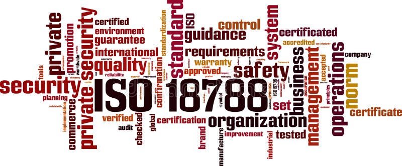ISO 18788 word cloud stock vector. Illustration of criteria - 171159053