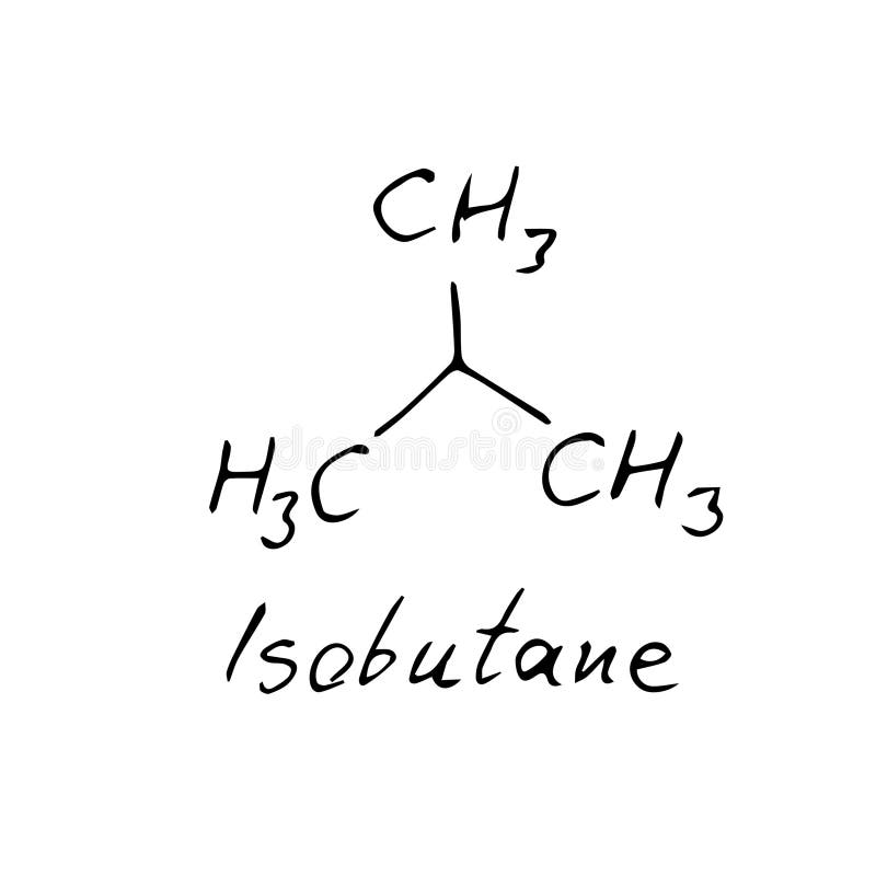 Isobutane Molecule Formula. Hand Drawn Imitation of Isobutane ...