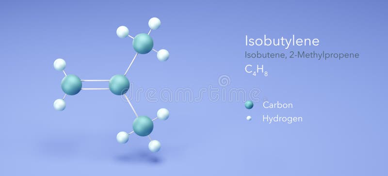 Isobutylene, Isobutene, Colorless Gas, Molecular Structures, 3d ...