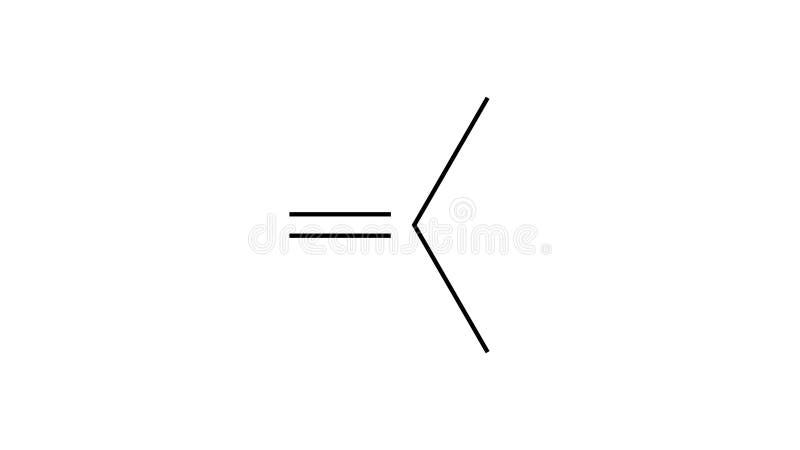 Isobutylene Molecule, Structural Chemical Formula, Ball-and-stick Model ...