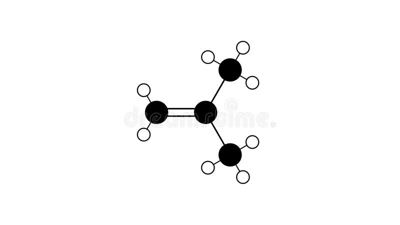 Isobutylene Molecule, Structural Chemical Formula, Ball-and-stick Model ...
