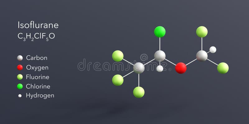 Isoflurane Molecule 3d Rendering, Flat Molecular Structure with ...