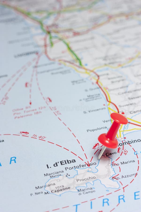 Isola D `Elba Italy on a Map Stock Photo - Image of close, country ...