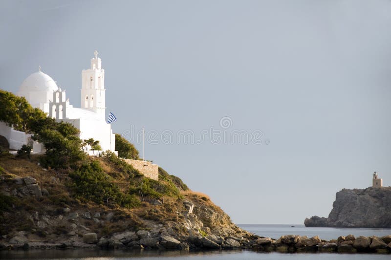 Isola Greca Dell'IOS Cicladi Della Chiesa Dell'isola Immagine Stock ...