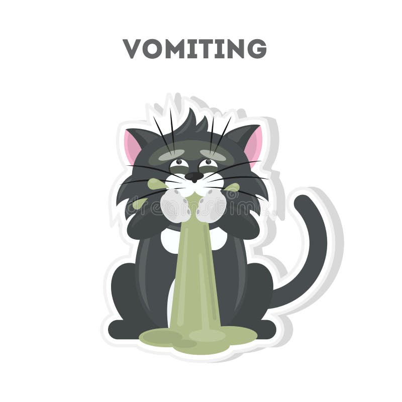 Isolado vomitando o gato ilustração do vetor. Ilustração de doente ...