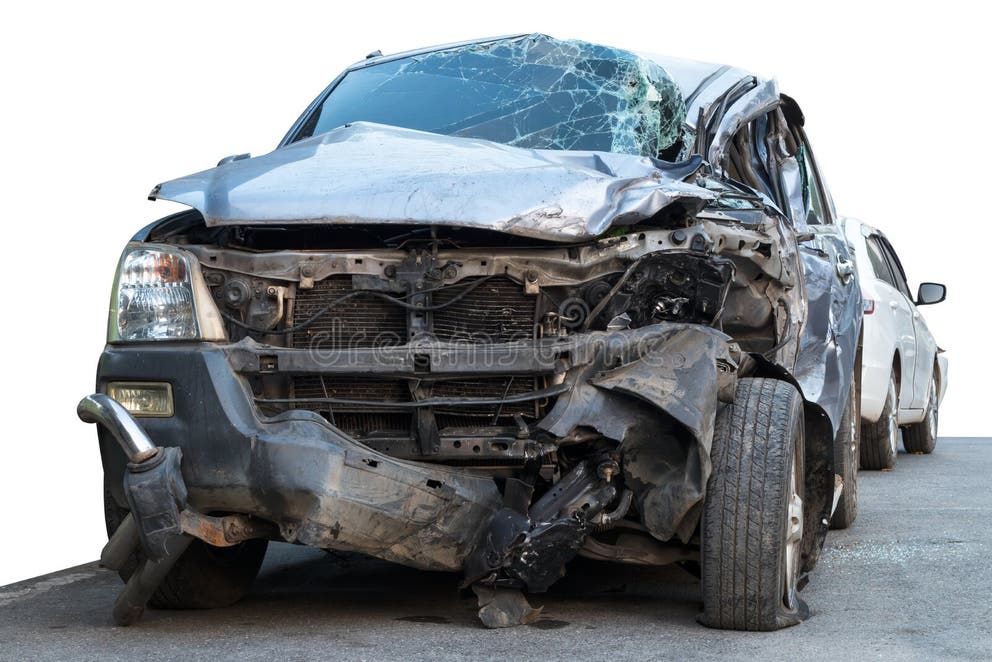 Isolate car demolished. stock photo. Image of damage - 91222646