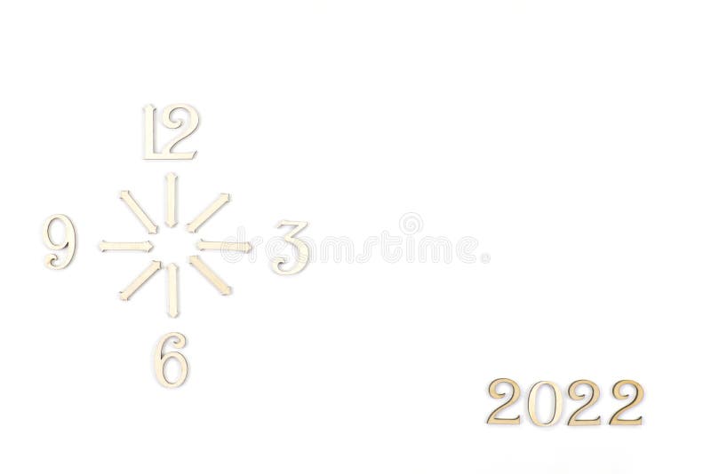 Isolate, Clock Made of Wooden Numerals, Inscription 2022 Stock Photo ...