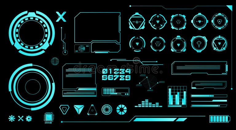 Isolate Futuristic Blue Interface Vector in Cyber Style Design for Web ...