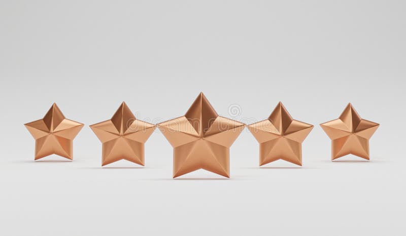 Isolate of Glossy Realistic Golden Pink Five Stars Colour on White ...