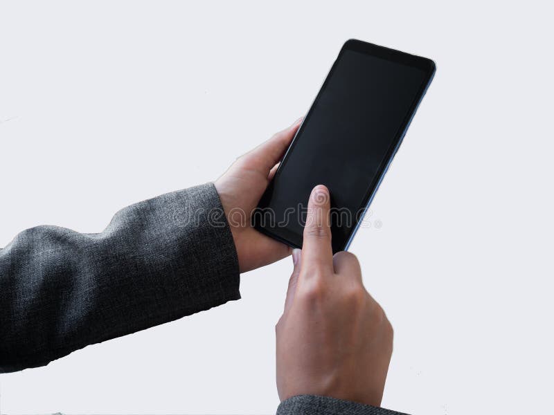 Isolate Hand of Businessman Touching on Smartphone Screen. Lifestyle of ...