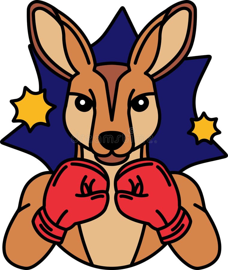 Isolate Illustration of Kangaroo with Boxing Gloves Stock Illustration ...