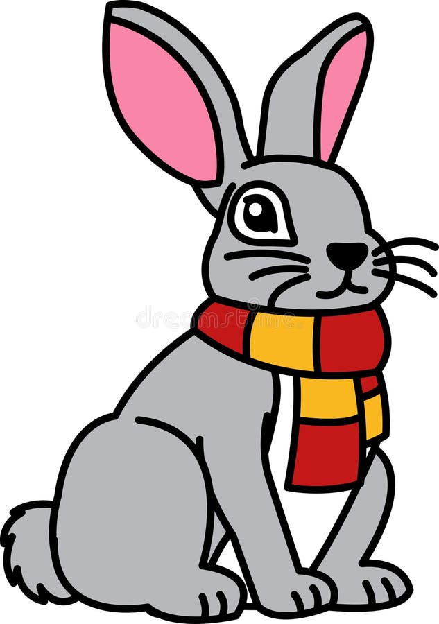 Isolate Illustration of Rabbit Wearing a Scarf Stock Illustration ...