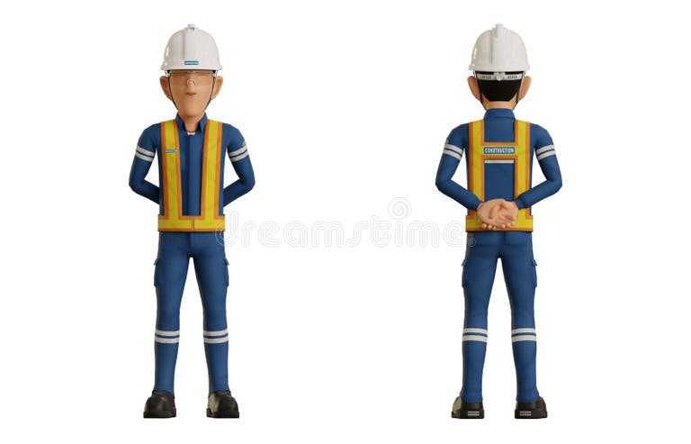 Isolate Industrial Worker with Parade Rest Pose on Transparent B Stock ...