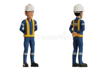 Isolate Industrial Worker with Parade Rest Pose on Transparent B Stock ...