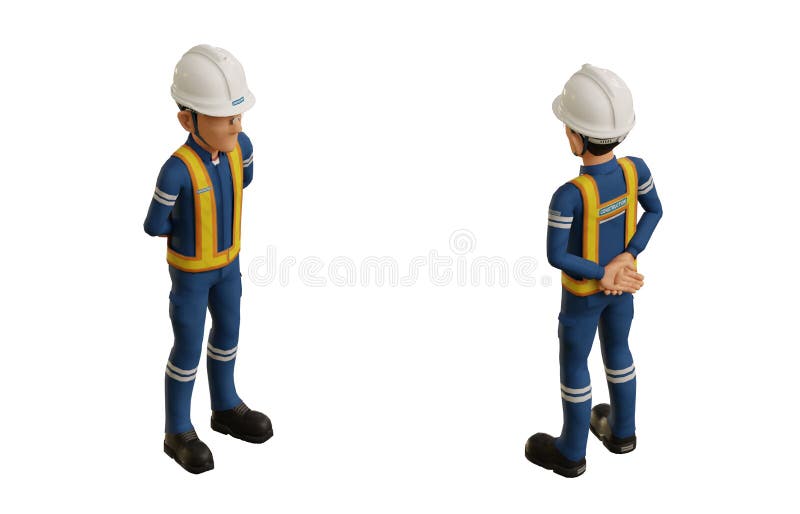Isolate Industrial Worker with Parade Rest Pose on Transparent B Stock ...
