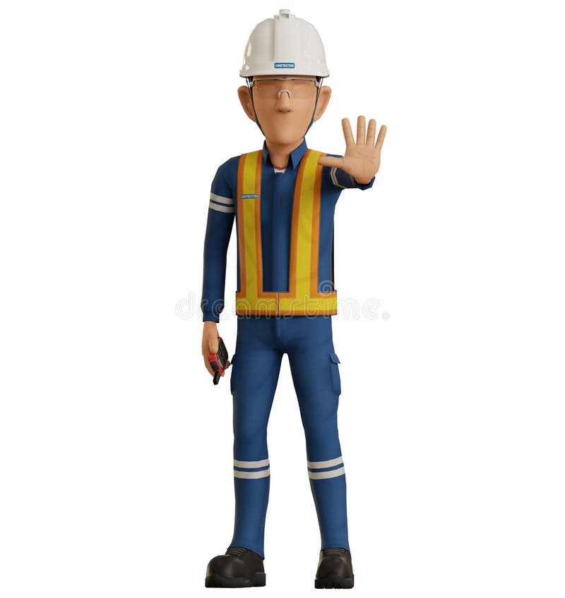 Isolate Industrial Worker Raise Hand To Stop Stock Photo - Illustration ...