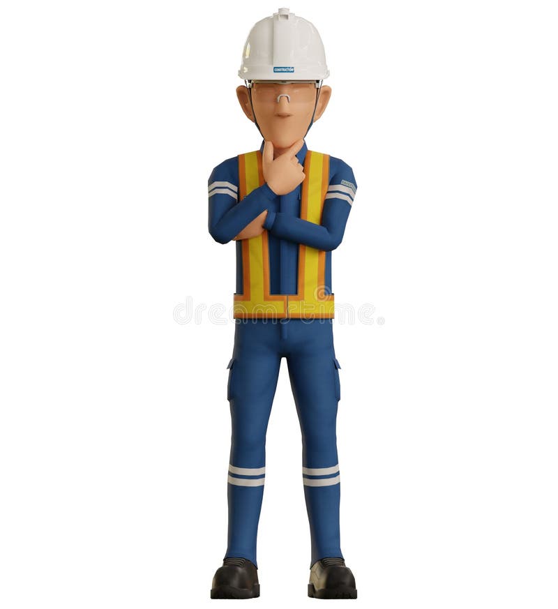 Isolate Industrial Worker is Thinking on Transparent Background Stock ...
