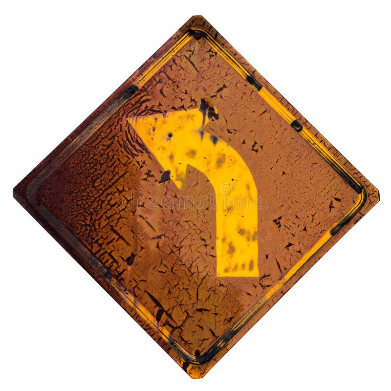 Isolate Old Left Turn Sign. Stock Image - Image of metal, rust: 97063829