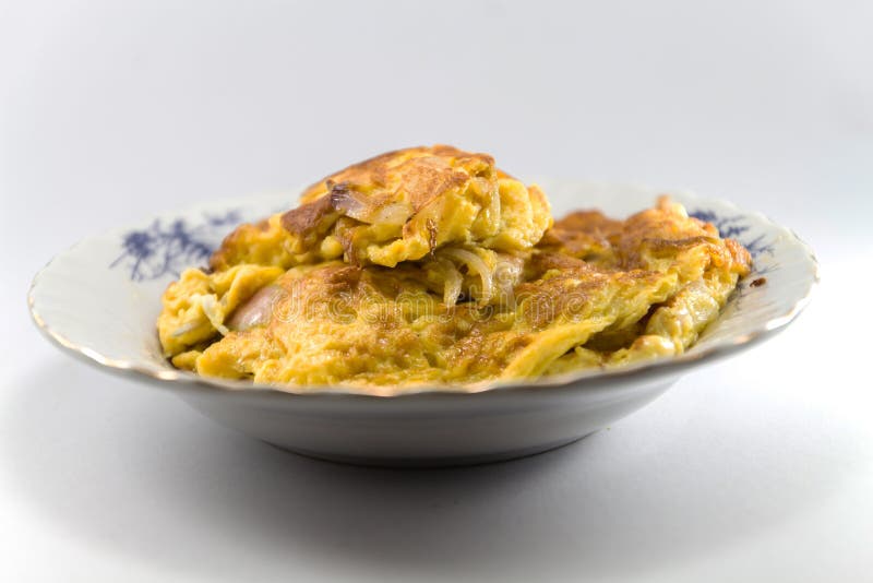 Isolate Omelet with Shallot in Thai . Stock Photo - Image of health ...