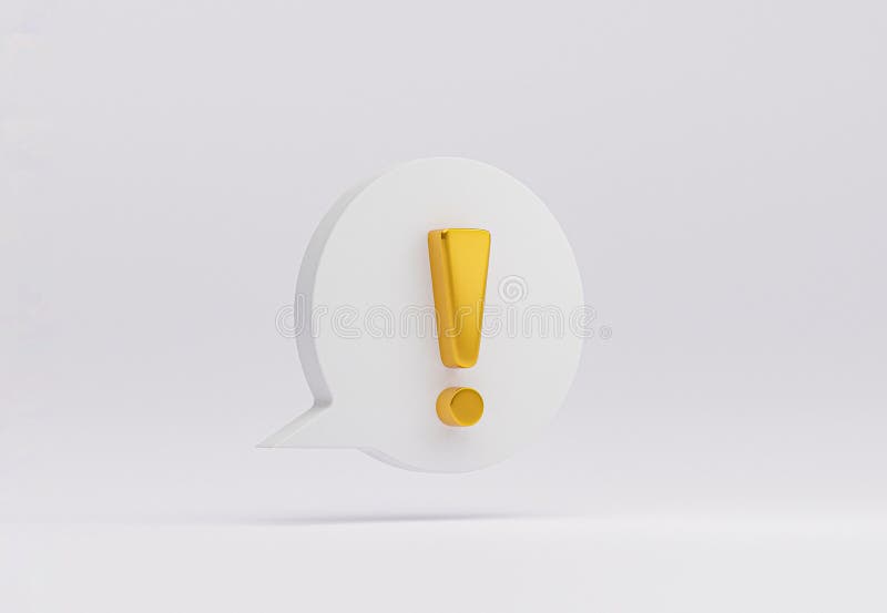 Isolate Realistic Golden Caution Warning Sing Inside Message Bubble for ...