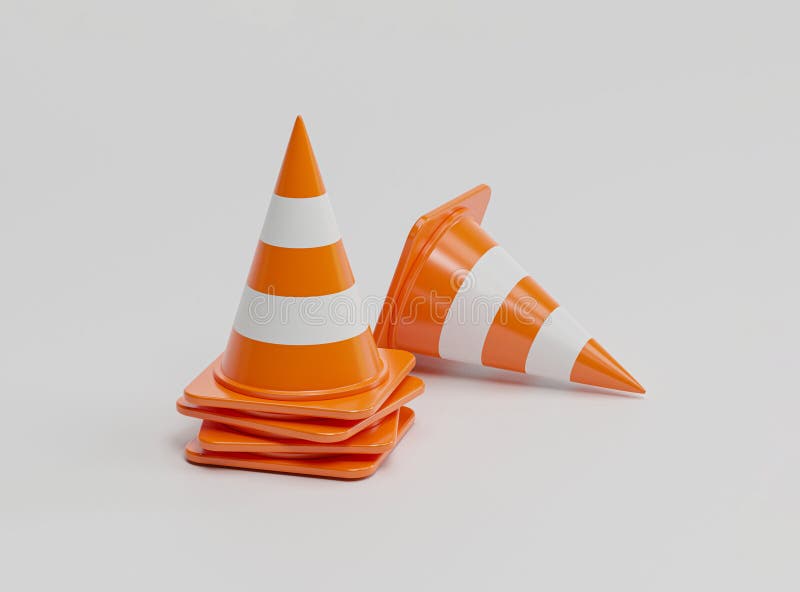 Isolate of Realistic Stacking of Orange Traffic Warning Cone for Under ...