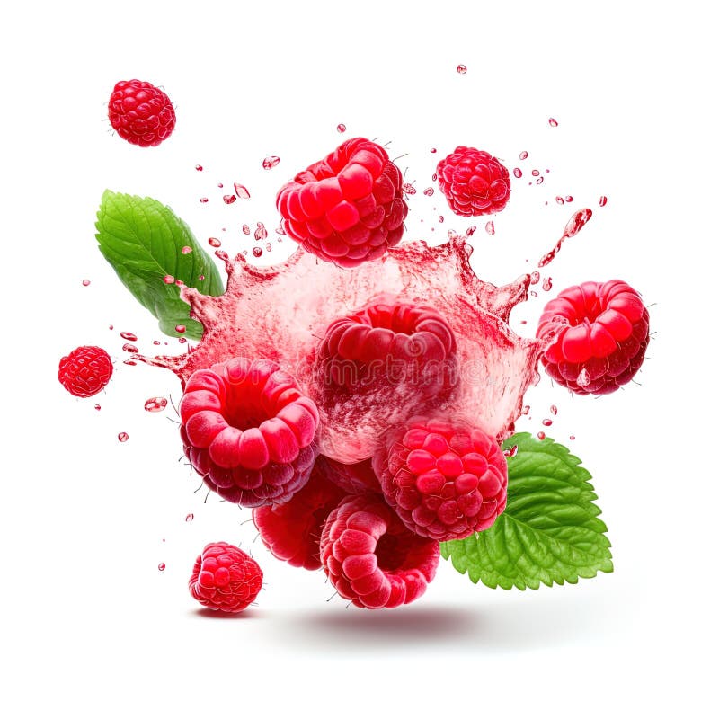 Background with Raspberry, Lemon and Mint. Neural Network AI Generated ...