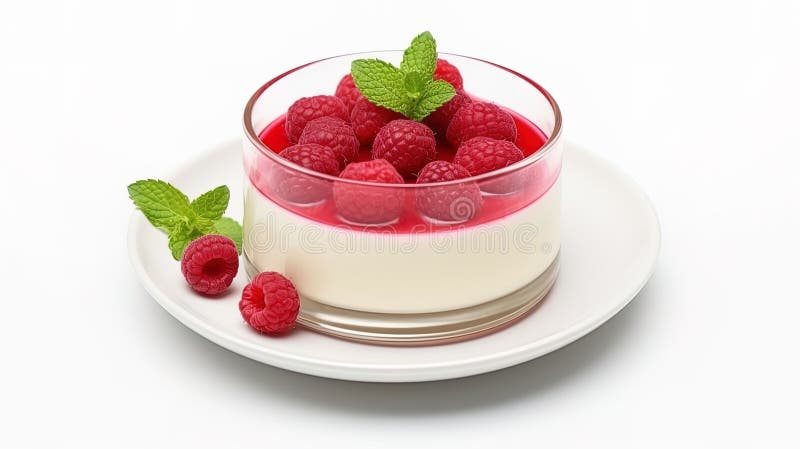 Isolate on a White Background Raspberry Panna-kotta Stock Illustration ...