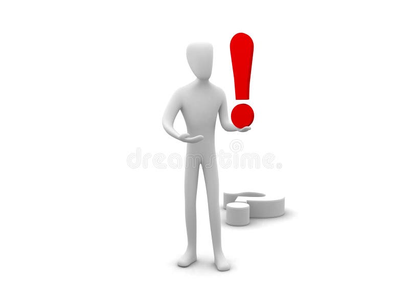 Isolated 3d Human with an Exclamation Mark Stock Illustration ...
