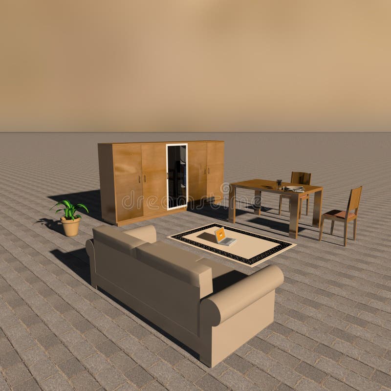 Isolated 3d Rendering of a Living Room Stock Vector - Illustration of ...