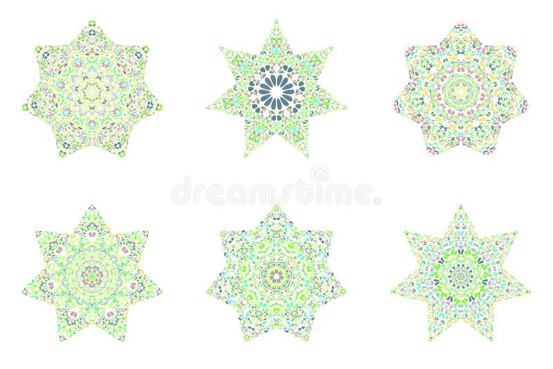 Abstract Isolated Geometrical Flower Star Symbol Template Set Stock ...