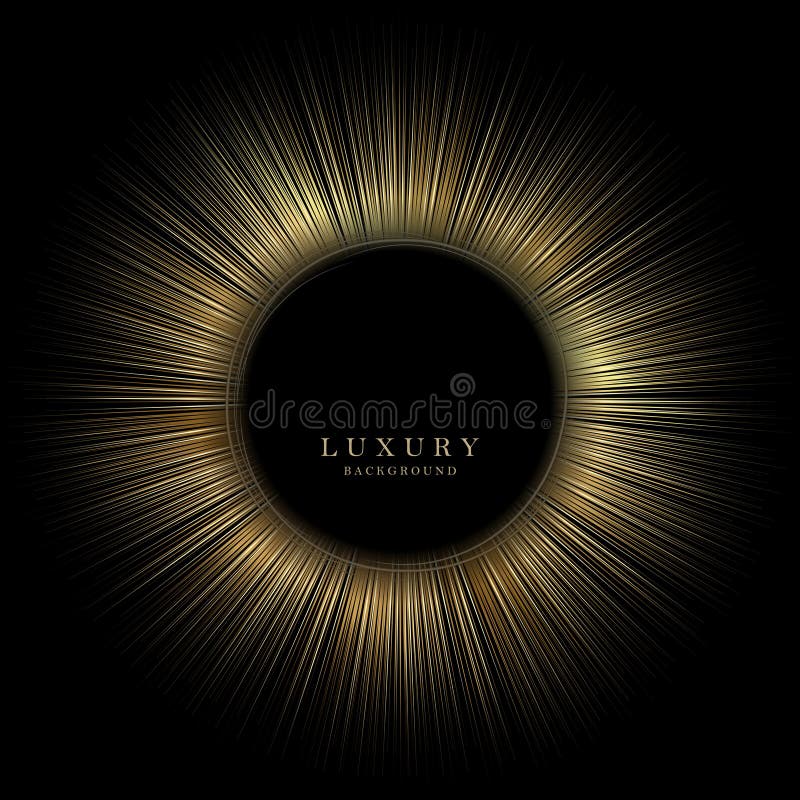 Isolated Abstract Frame with Golden Rays on a Black Background Stock ...