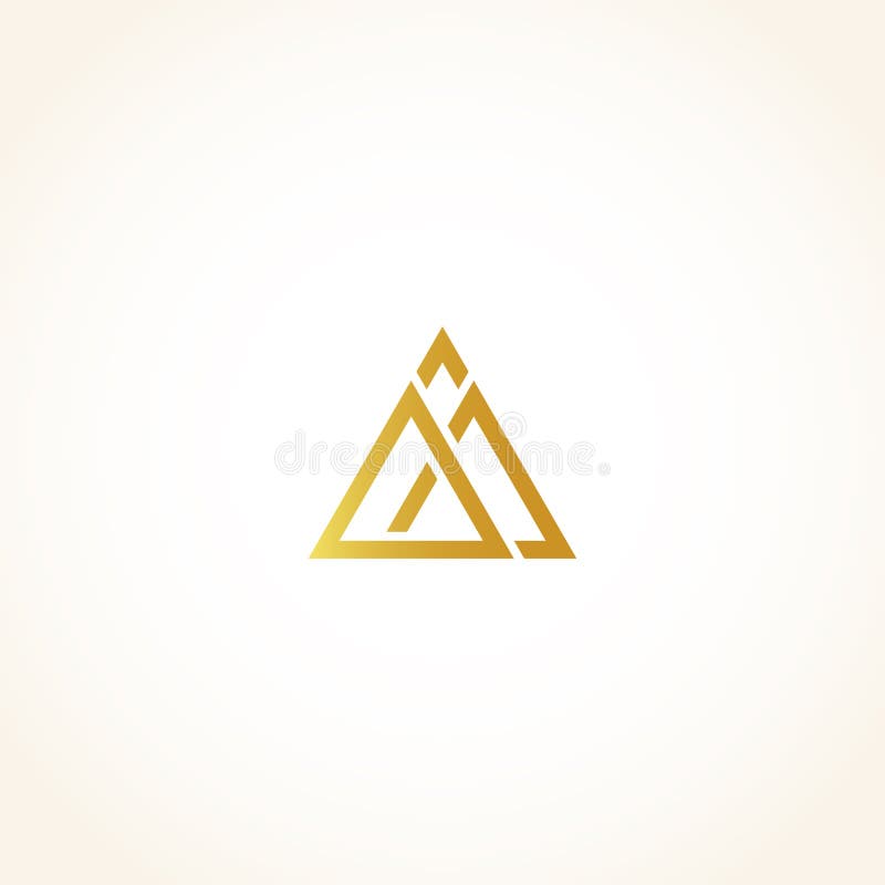 Isolated Abstract Golden Color Triangles Contour Logo on Black ...