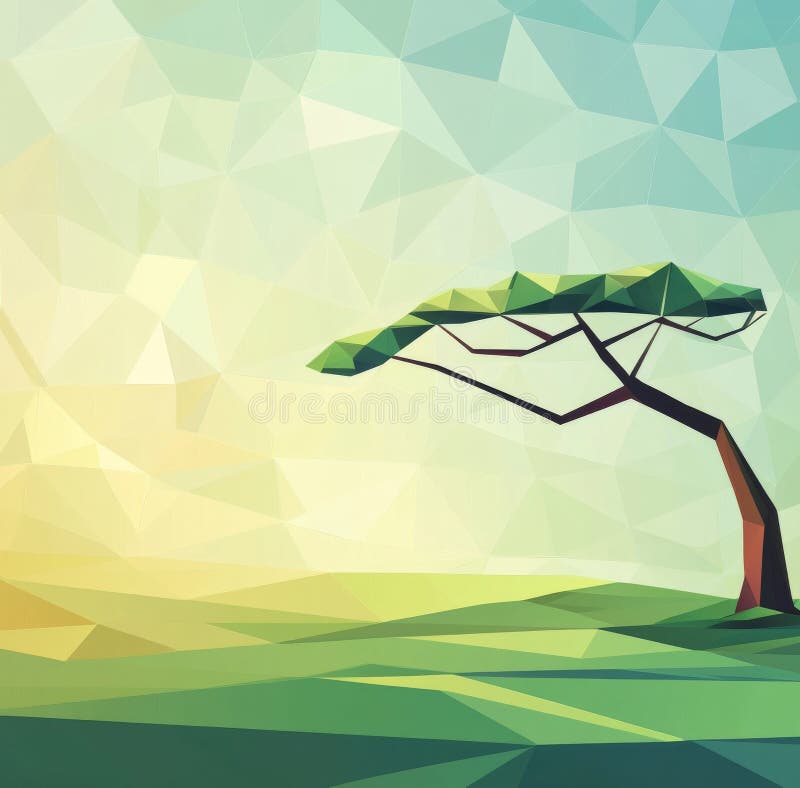 Stylized 3D Low-poly Trees in Various Shapes and Sizes Stock Image ...