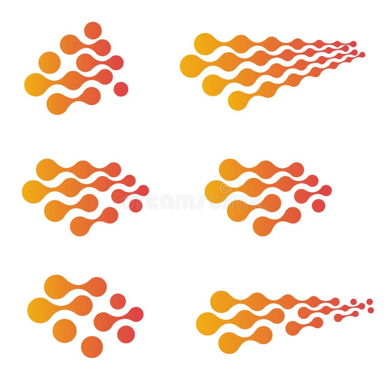 Isolated Abstract Orange and Pink Color Gradient Logo Set of Connected ...