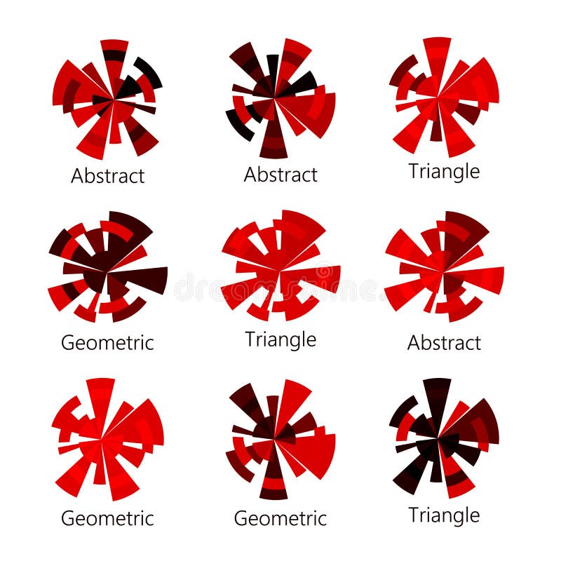 Isolated Abstract Red Shade Round Shape Logo of Triangles Set on White ...