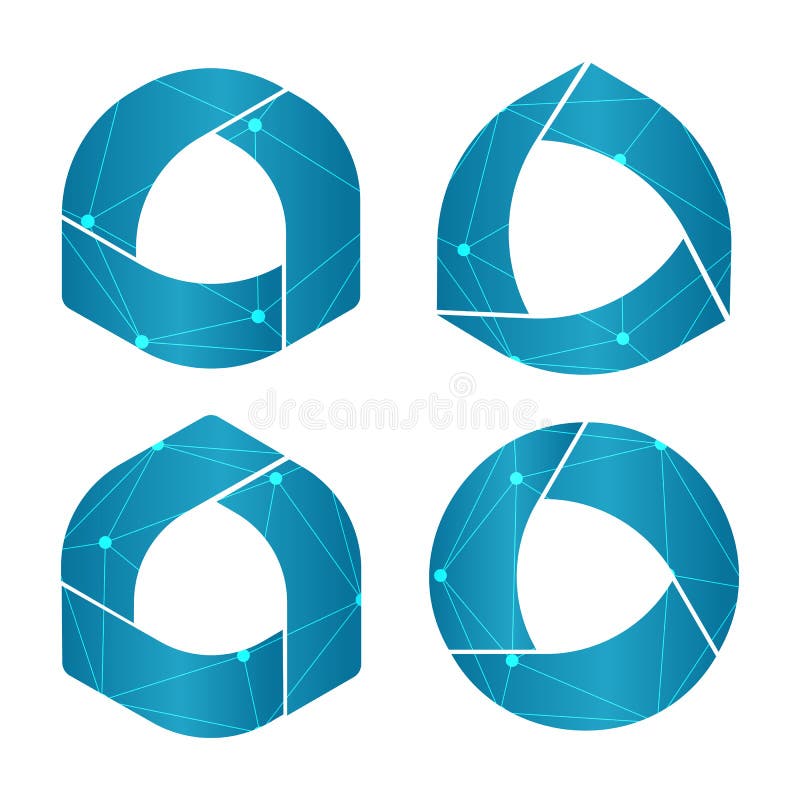 Isolated Abstract Round Shape Blue Color Logo Set, Geometric Circular ...