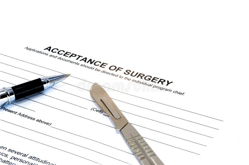 Acceptance of Surgery Form Hospital Law Pen Isolat Stock Photo - Image ...